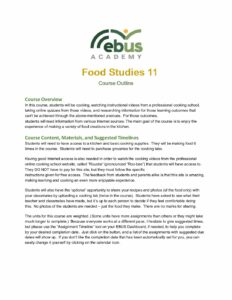 Foods Studies 11 Outline 2023 | EBUS Academy