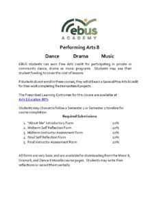 Performing Arts 8 Outline | EBUS Academy