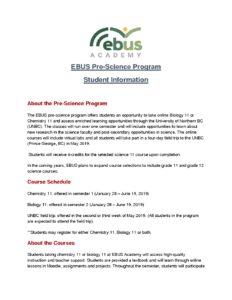 EBUS Pre-Science Program Information | EBUS Academy