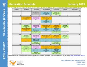 Jan. 2019 YMCA Schedule | EBUS Academy