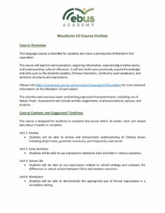 Mandarin 10 Course Outline | EBUS Academy